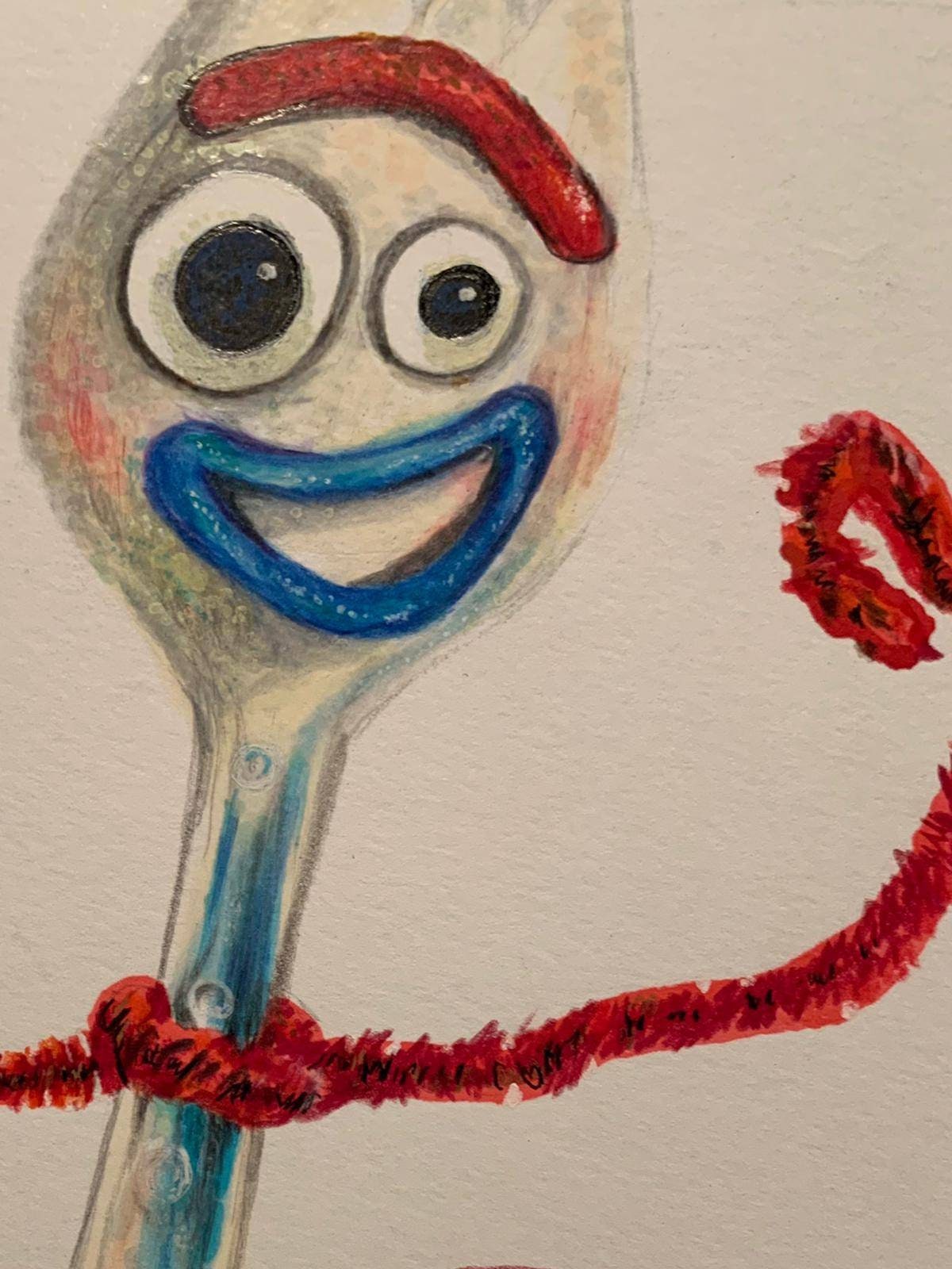 Forky Disney Toy Story Hand Drawn Art Artwork Drawing - Etsy