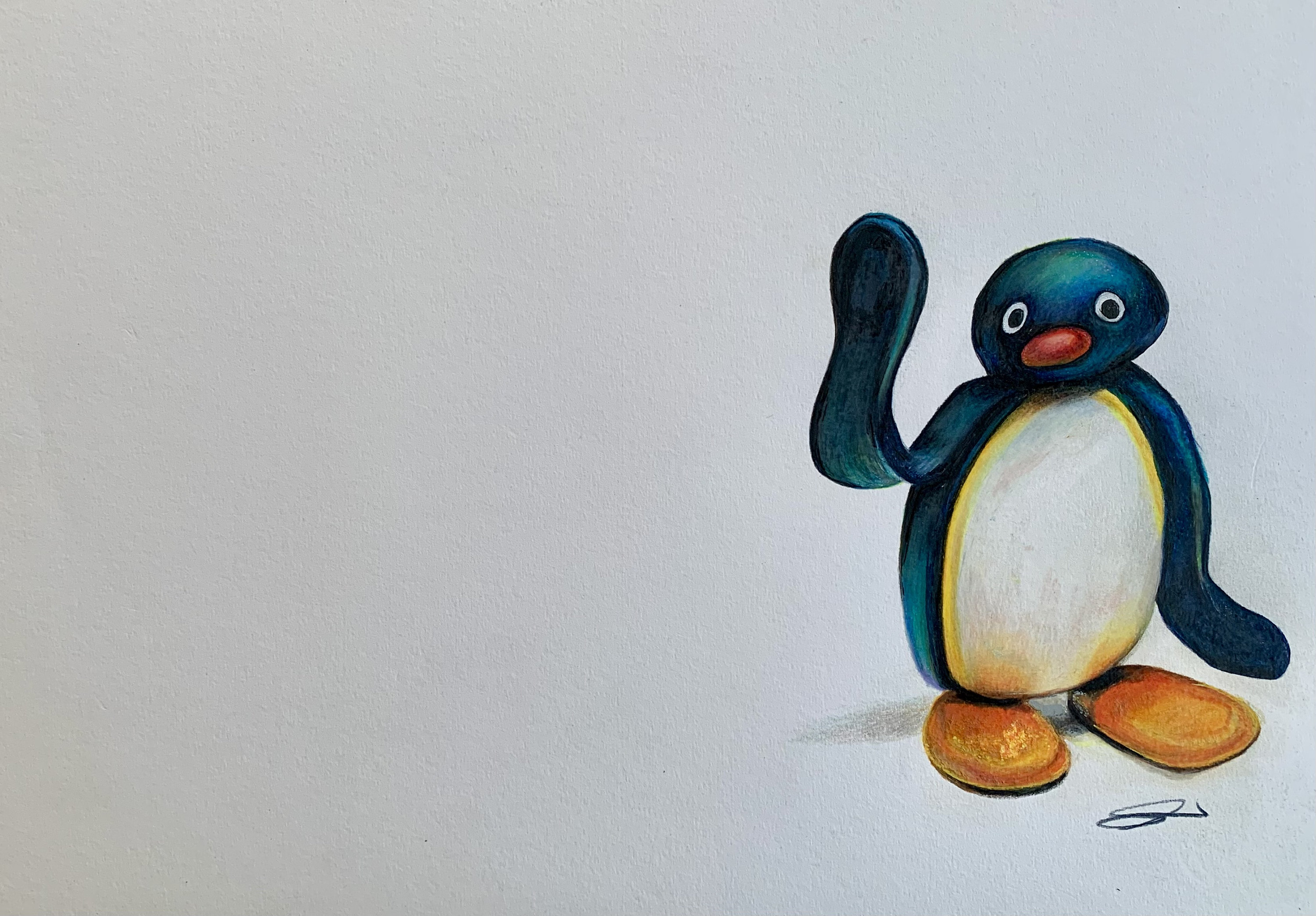 Pingu - Hand Drawn Art Artwork Drawing Picture - Polychromos, Posca and ...