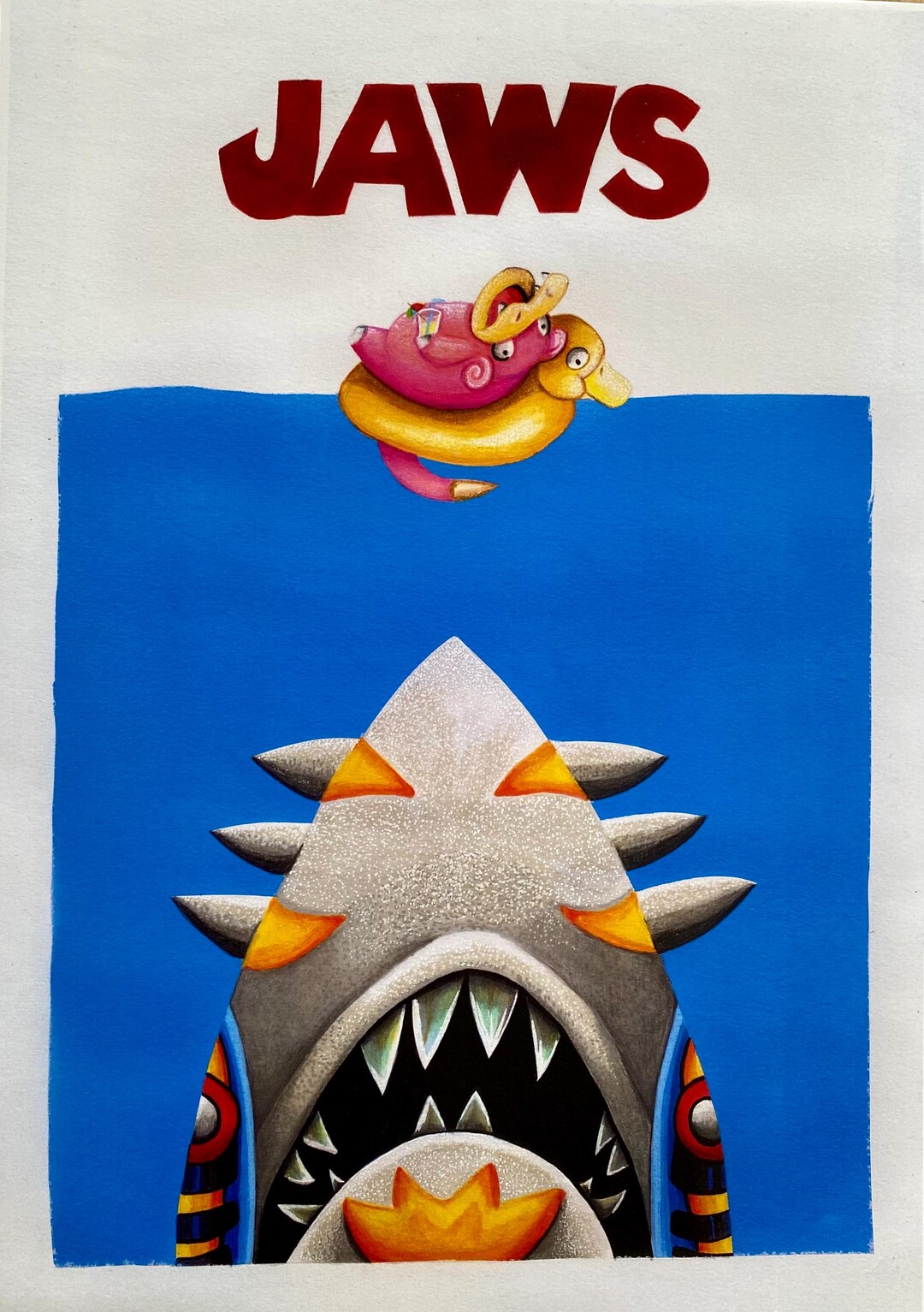 Jaws Movie Poster - Pokémon - Hand Drawn Art Artwork Drawing Picture ...