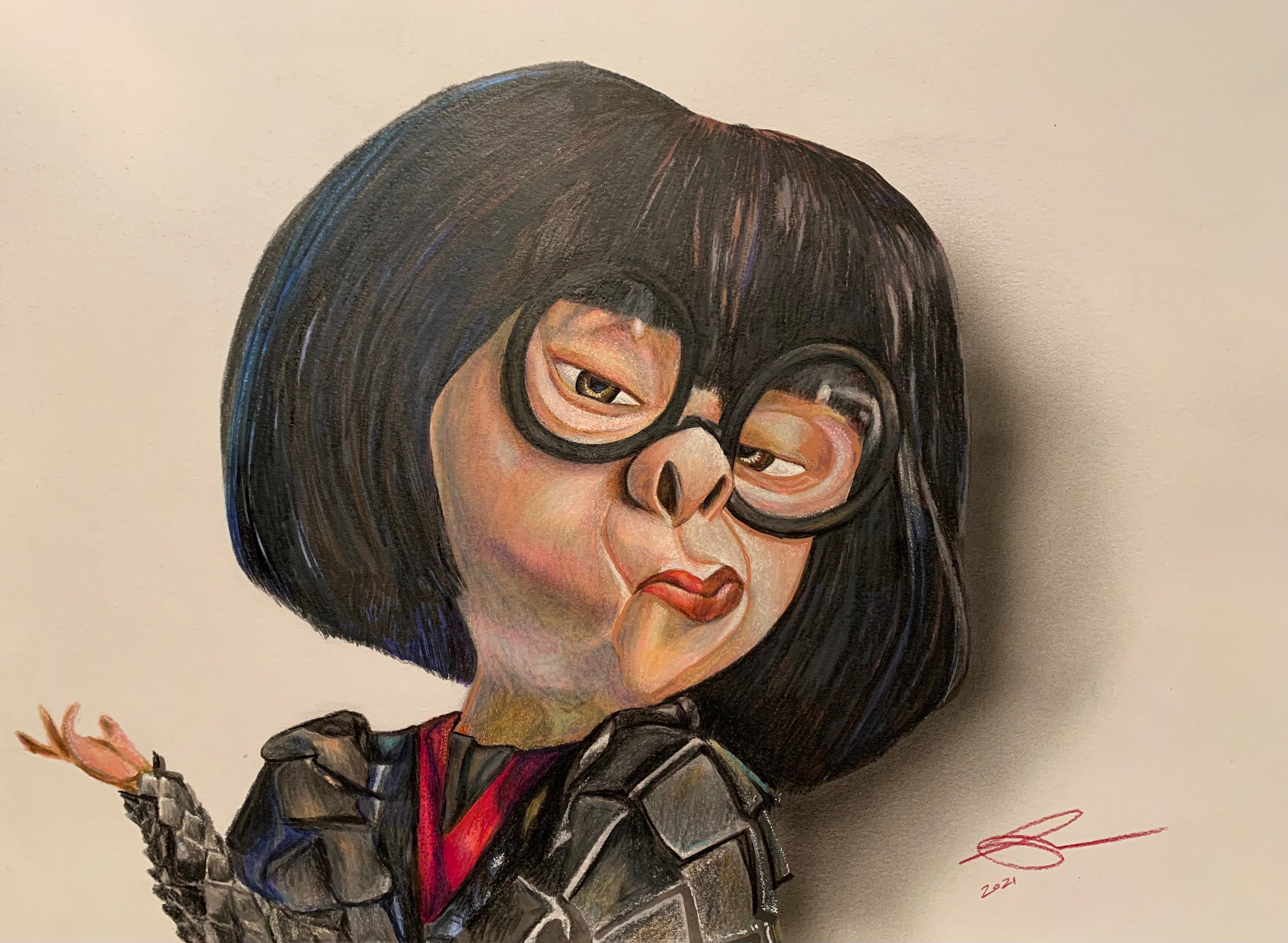 Edna Mode the Incredibles Disney Hand Drawn Art Artwork - Etsy