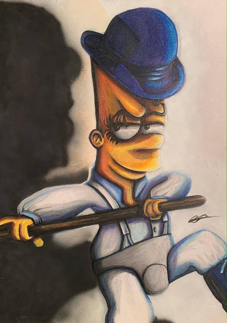 Bart Simpson Clockwork Orange Hand Drawn Art Artwork - Etsy