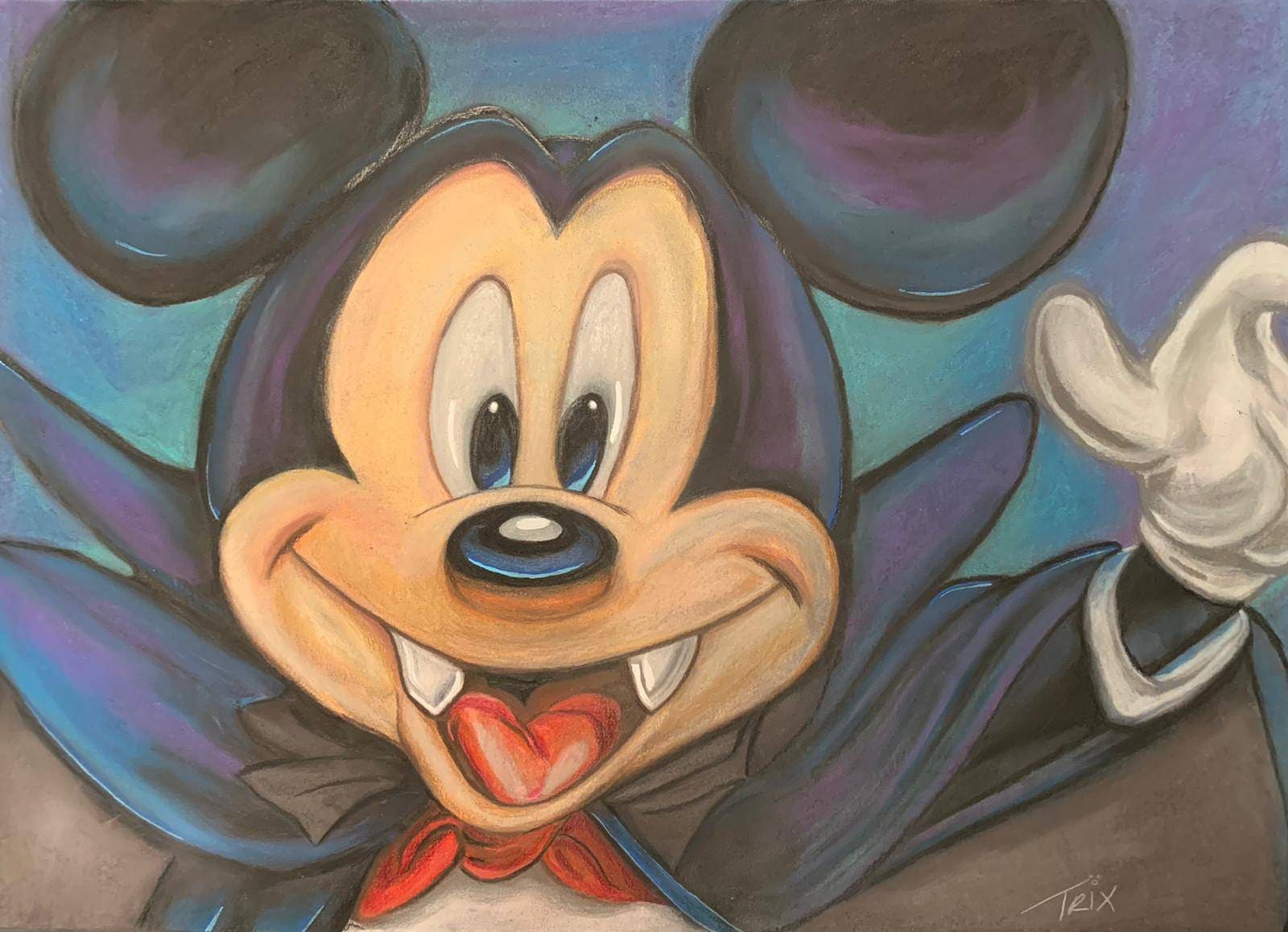 Disney Mickey Mouse Dracula Pastel, Polychromos, Posca and Copic ...