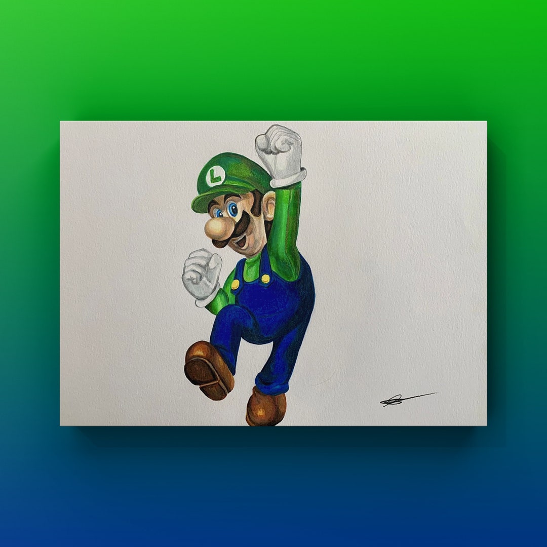 Luigi - Super Mario - Hand Drawn Art Artwork Drawing Picture ...