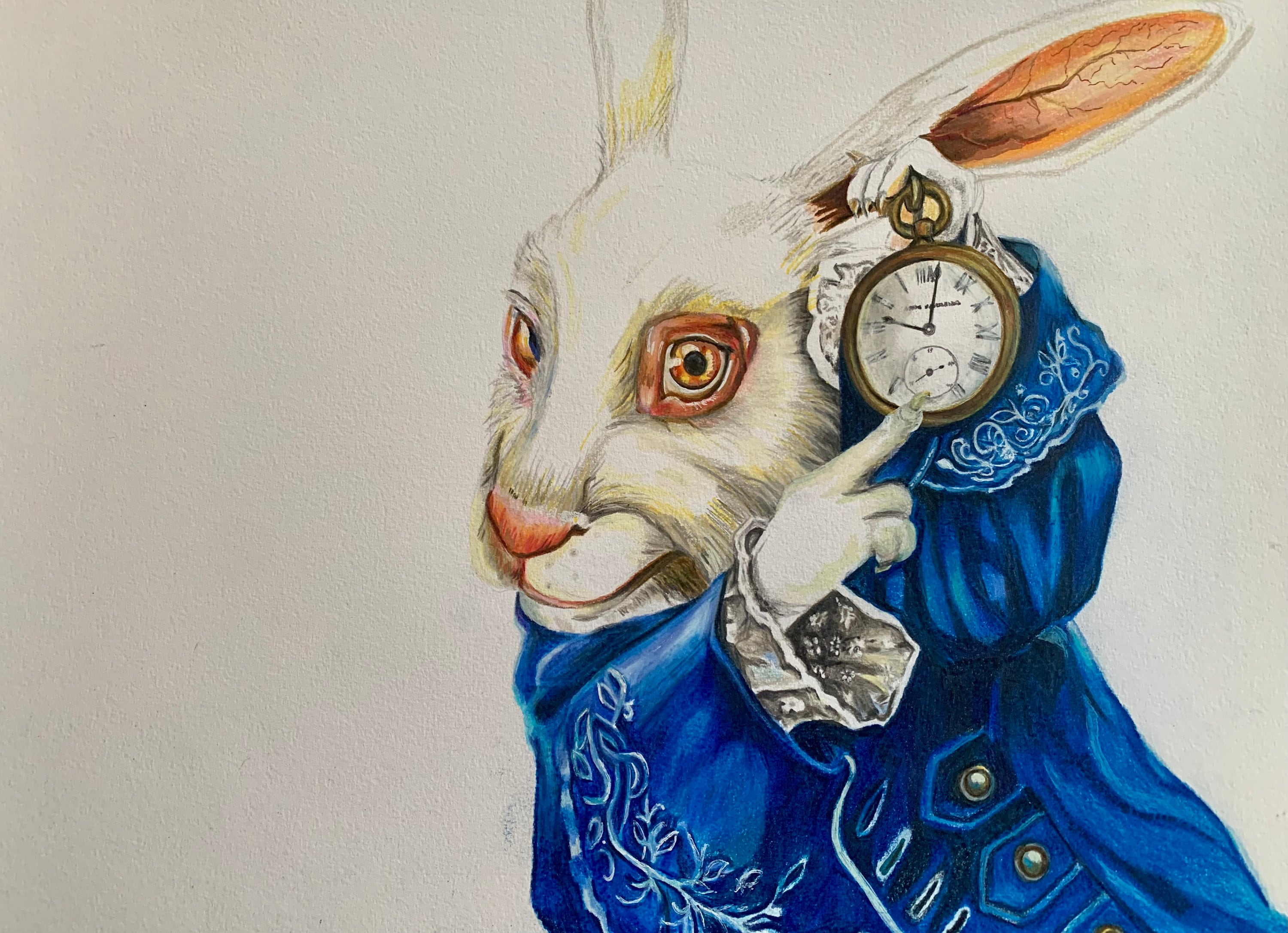 White Rabbit - Alice in Wonderland - Hand Drawn Art Artwork Drawing ...