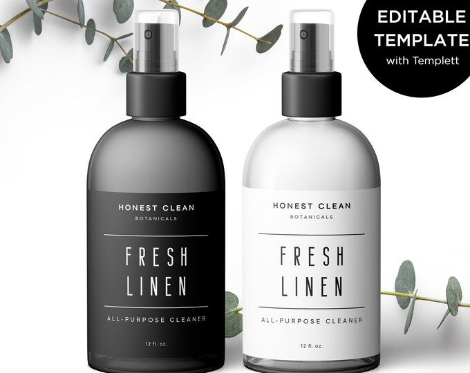 Natural Cleaning Product Label 7 X 3 Spray Bottle - Etsy