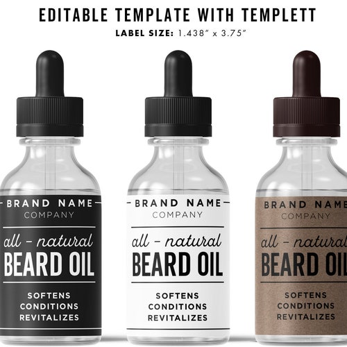 Editable Beard Oil Label Customizable Beauty Labeldi - Etsy