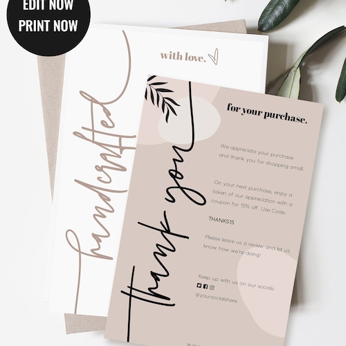 EDITABLE Thank You for Your Order Template Printable - Etsy
