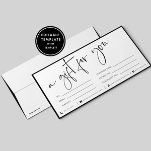 Gift Certificate DIY Template Editable Gift Card - Etsy