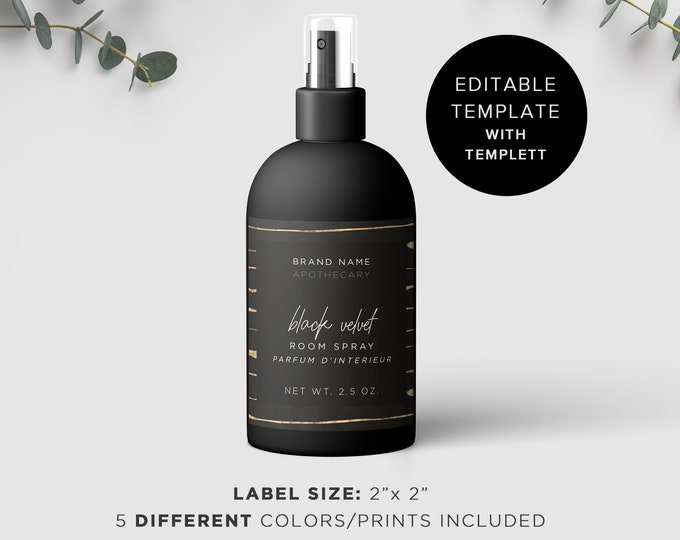 Editable Spray Bottle Label Template 2x2 DIY Square Label for Body ...