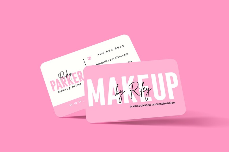Business Card Template DIY Beauty Card Template Pink and - Etsy