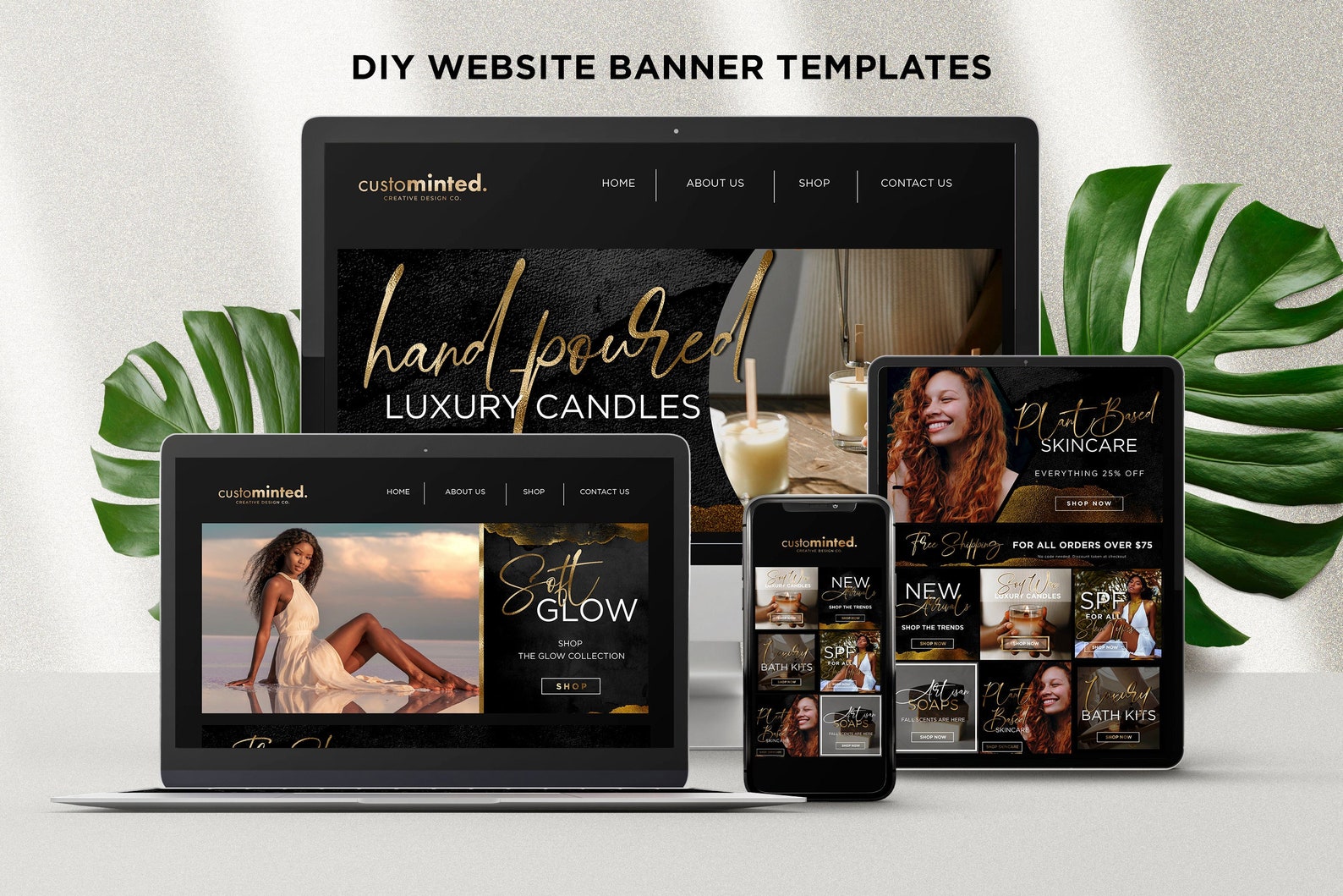 Website Banner Templates Editable Website Shopify Banners - Etsy