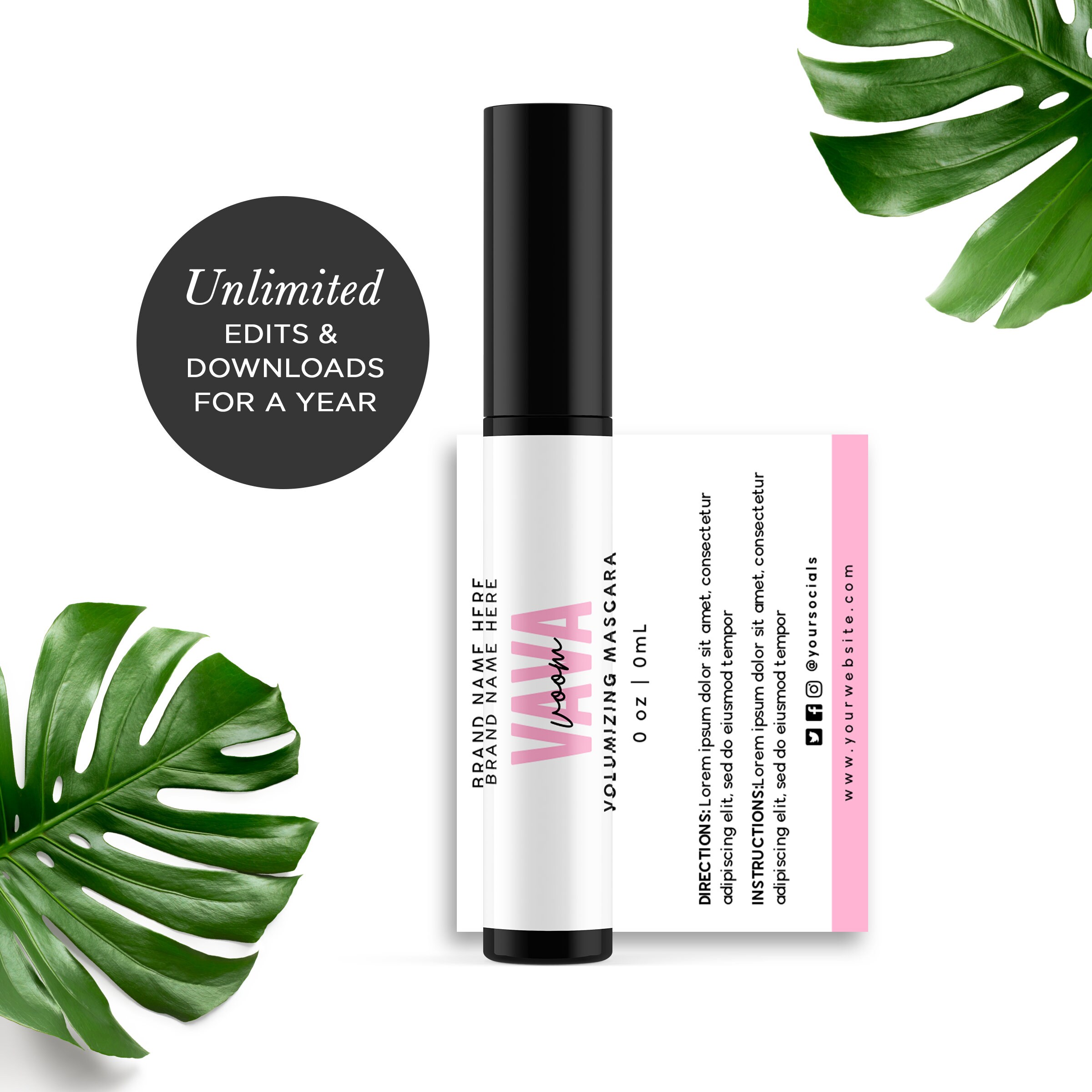 Mascara Label DIY Lash Serum Editable Brow Gel Sticker 10 | Etsy