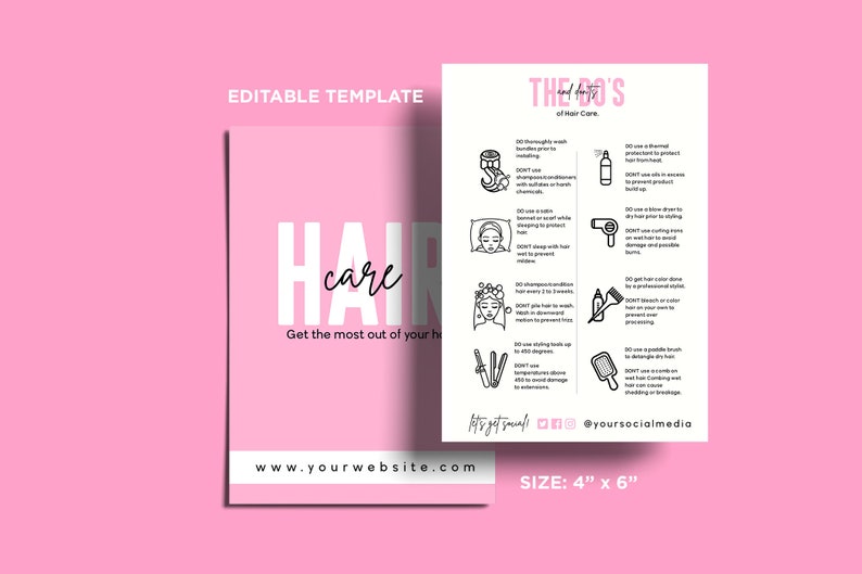 Hair Extensions Aftercare Card Bundle Hair Order Card Hair - Etsy