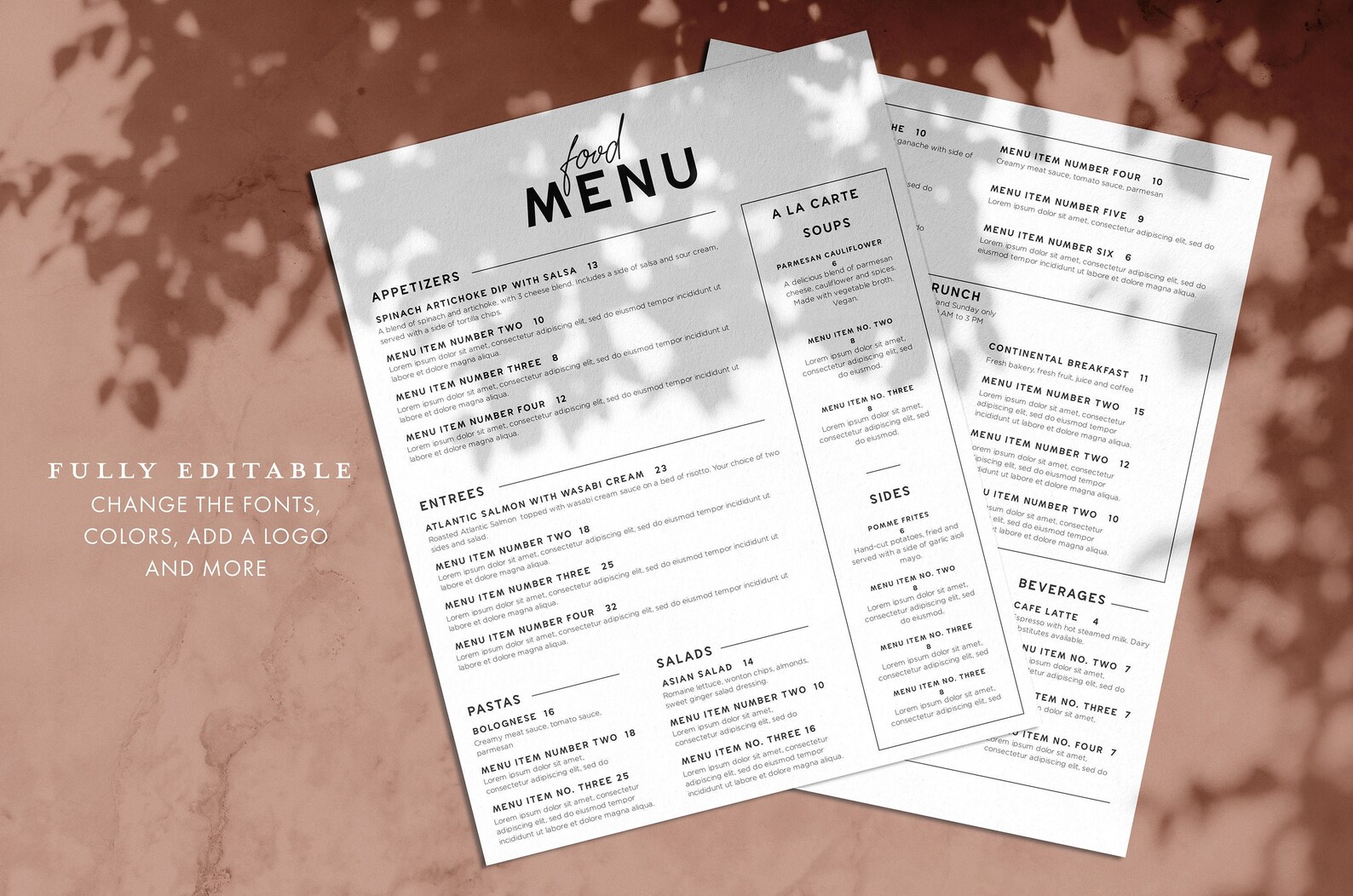 Restaurant Food Menu Business Menu Template Editable DIY - Etsy