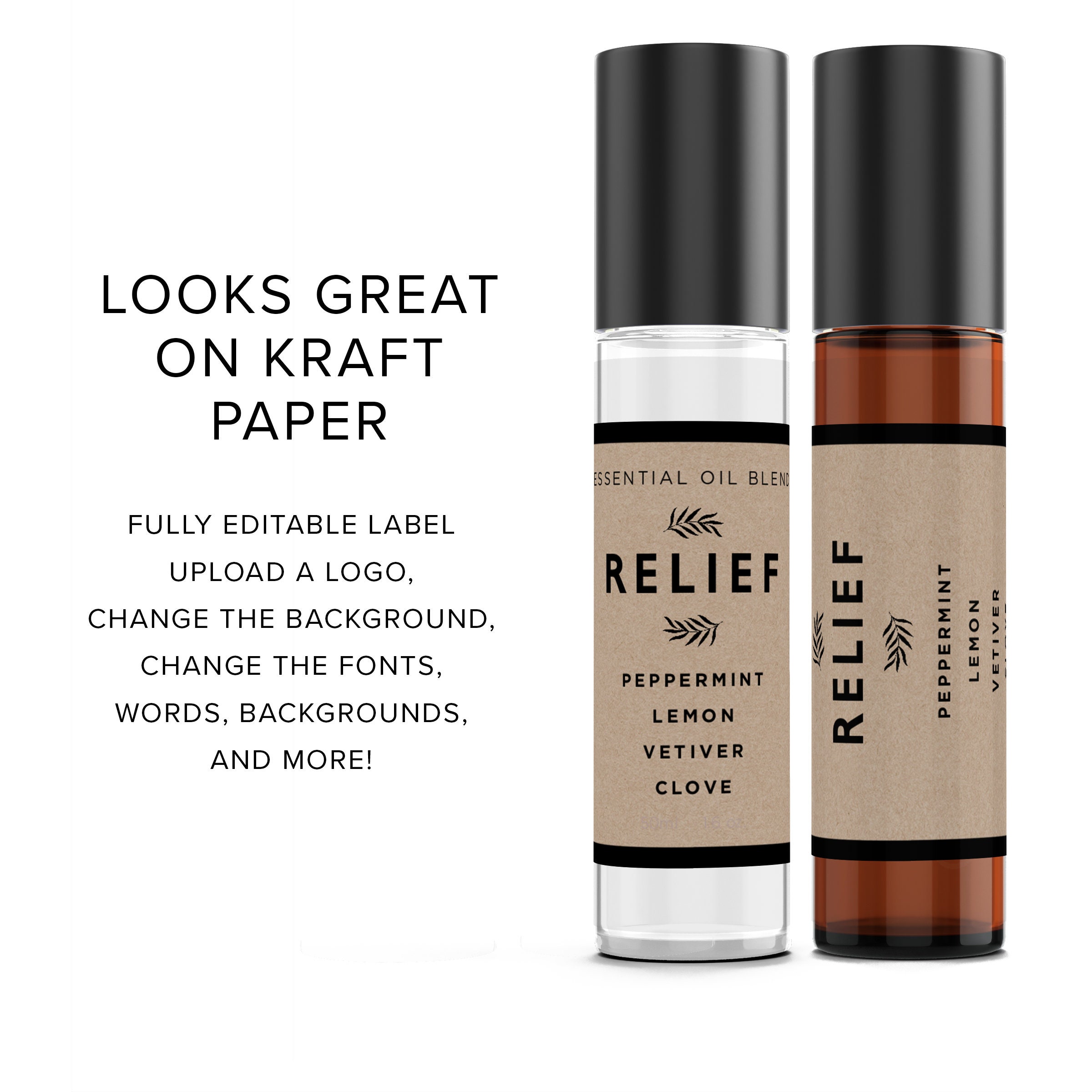 Essential Oil Roller Template Fragrance Oil Label - Etsy