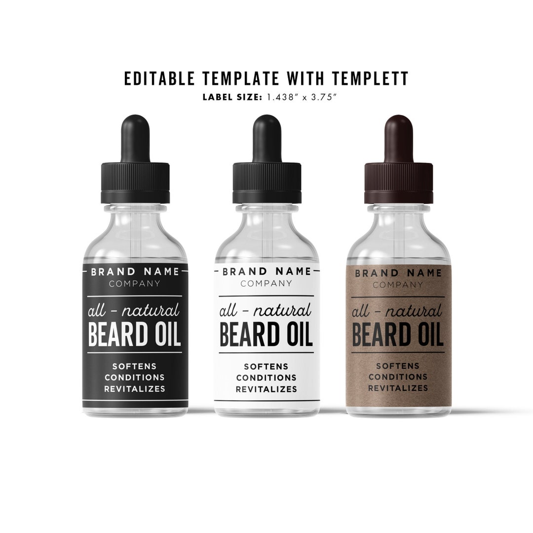 Editable Beard Oil Label, Customizable Beauty Label,di Editable Label ...