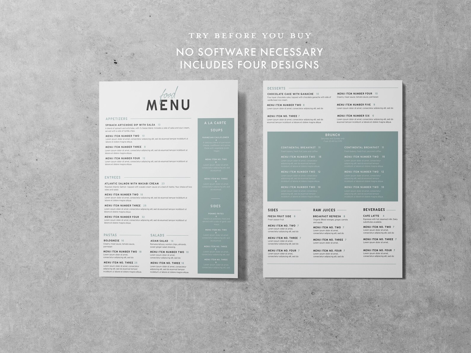 Restaurant Food Menu Business Menu Template Editable DIY - Etsy