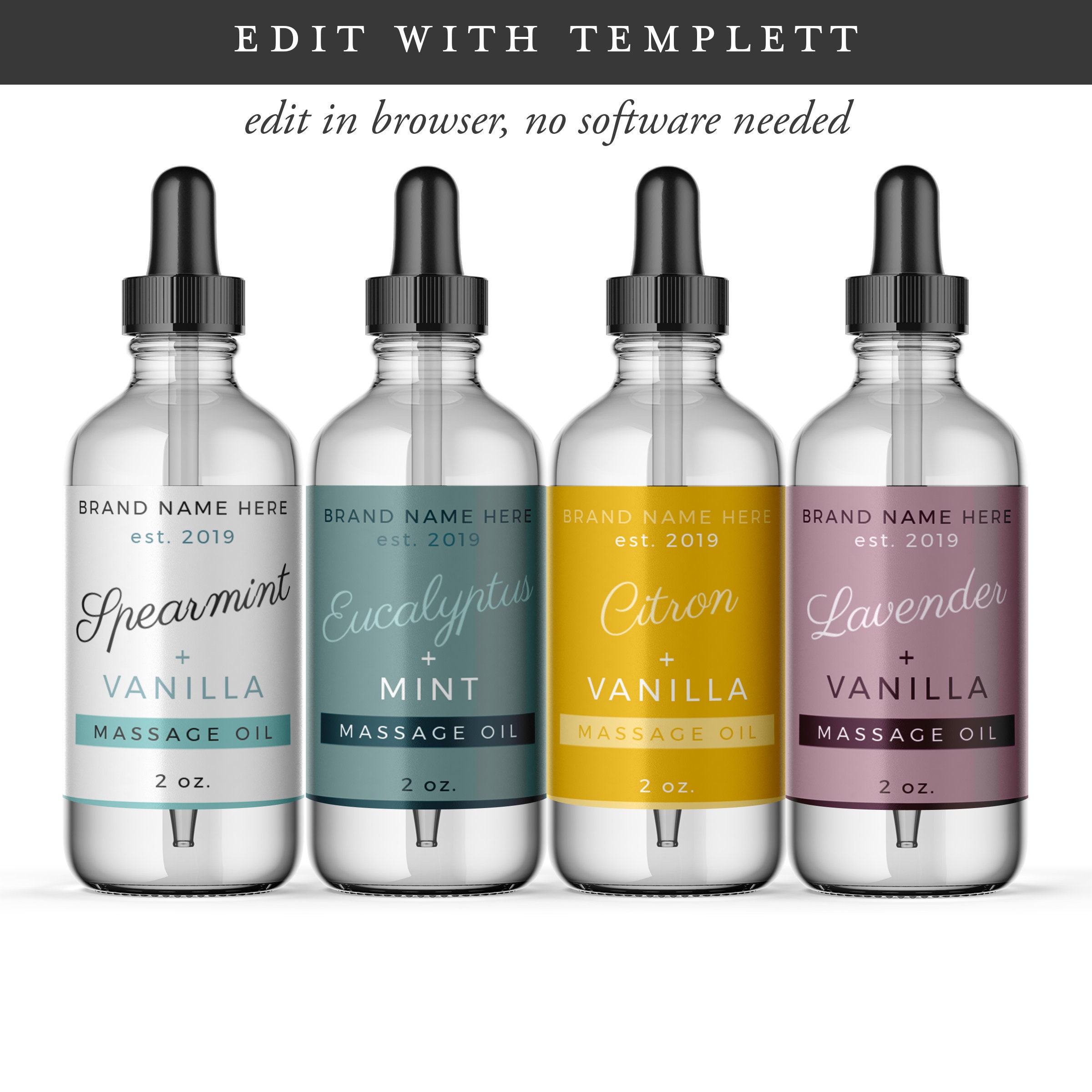 Essential Oil Label Dropper Label Editable DIY 2 Sizes | Etsy