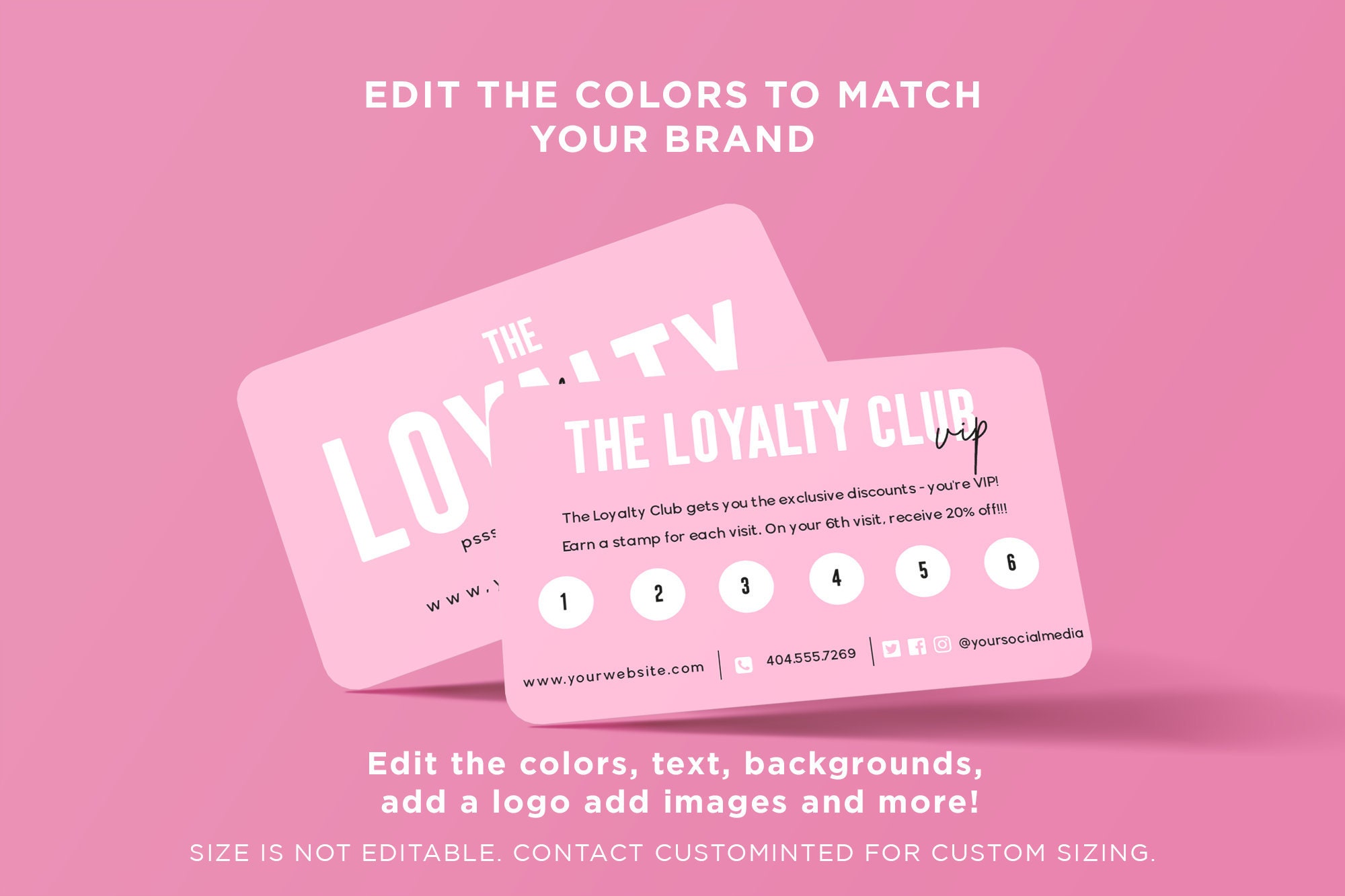 Small Business Loyalty Card Feminine Loyalty Card Editable Etsy