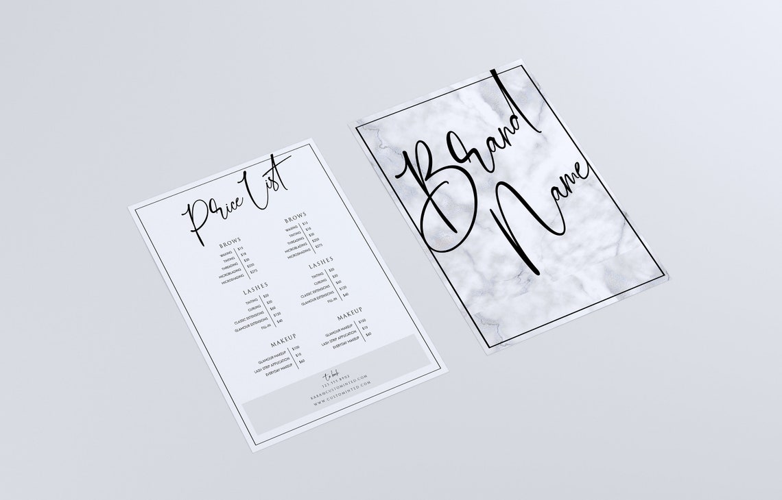 Full Sized Menu Template Salon Menu Spa Menu Lash Menu - Etsy