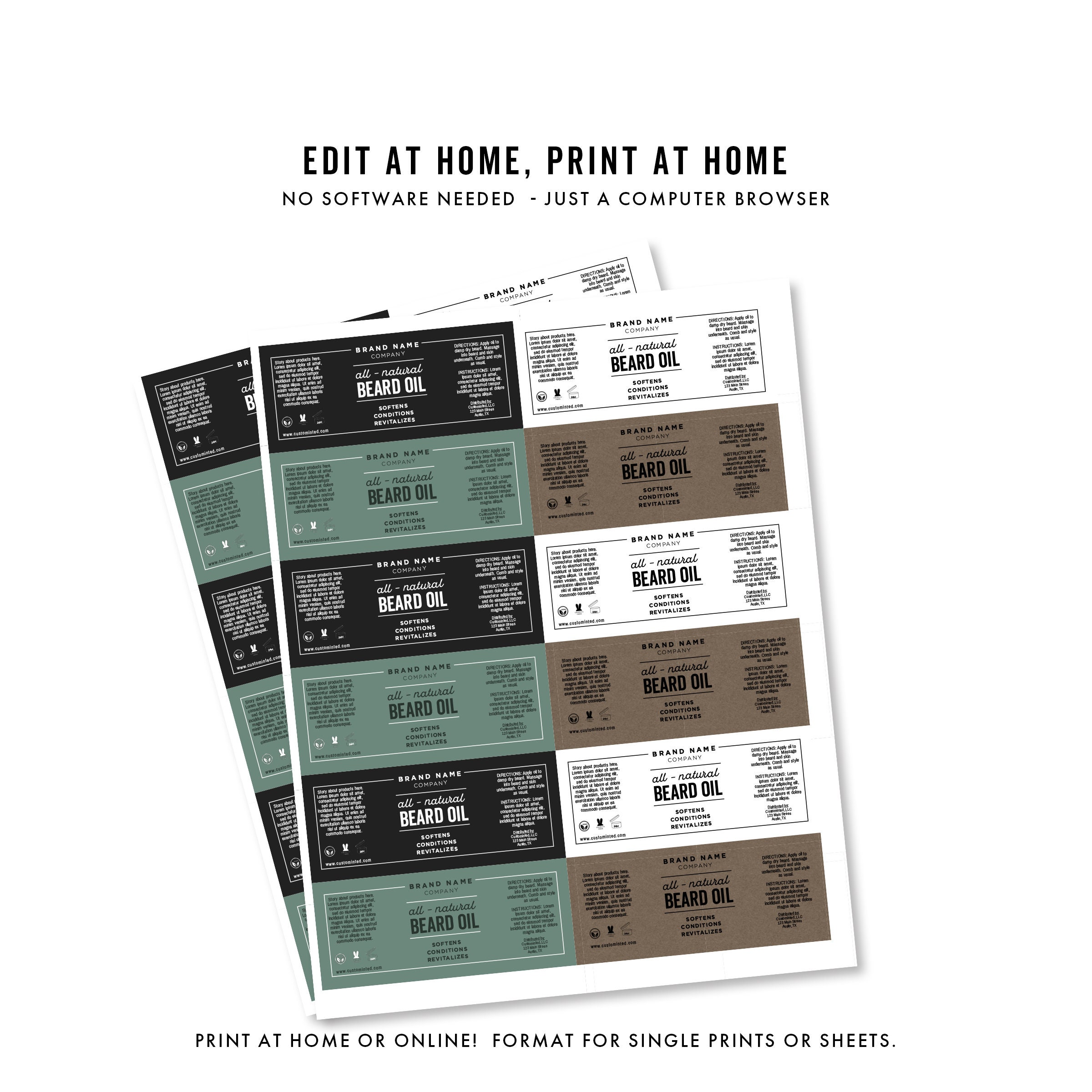 Editable Beard Oil Label Customizable Beauty Labeldi | Etsy