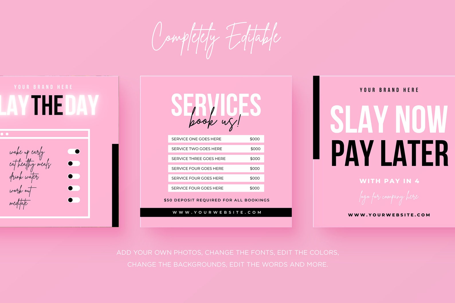 Social Media Posts 30 Editable Instagram Flyers Pink IG Post - Etsy