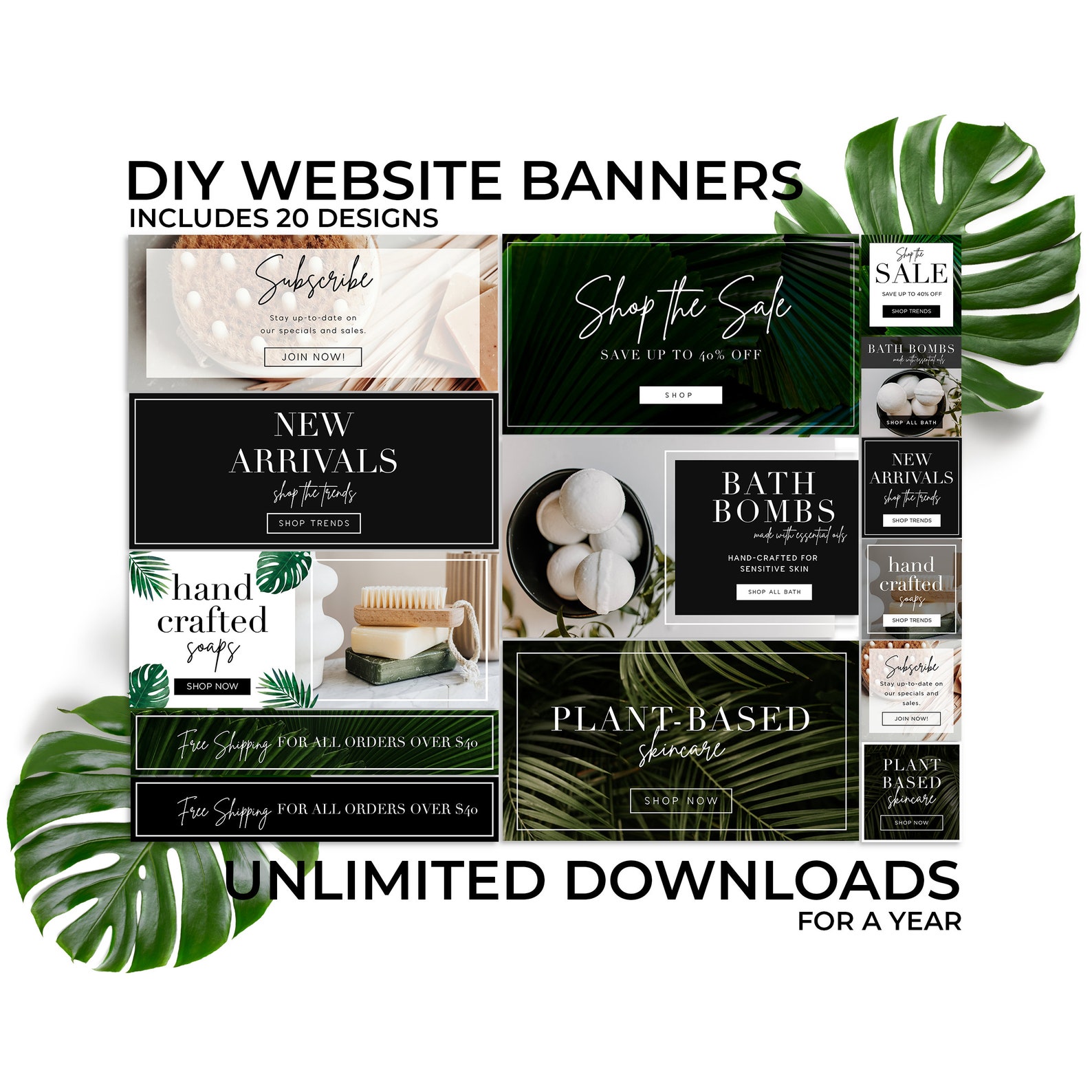 DIY Website Banner Templates Editable Website Thumbnails Spa - Etsy