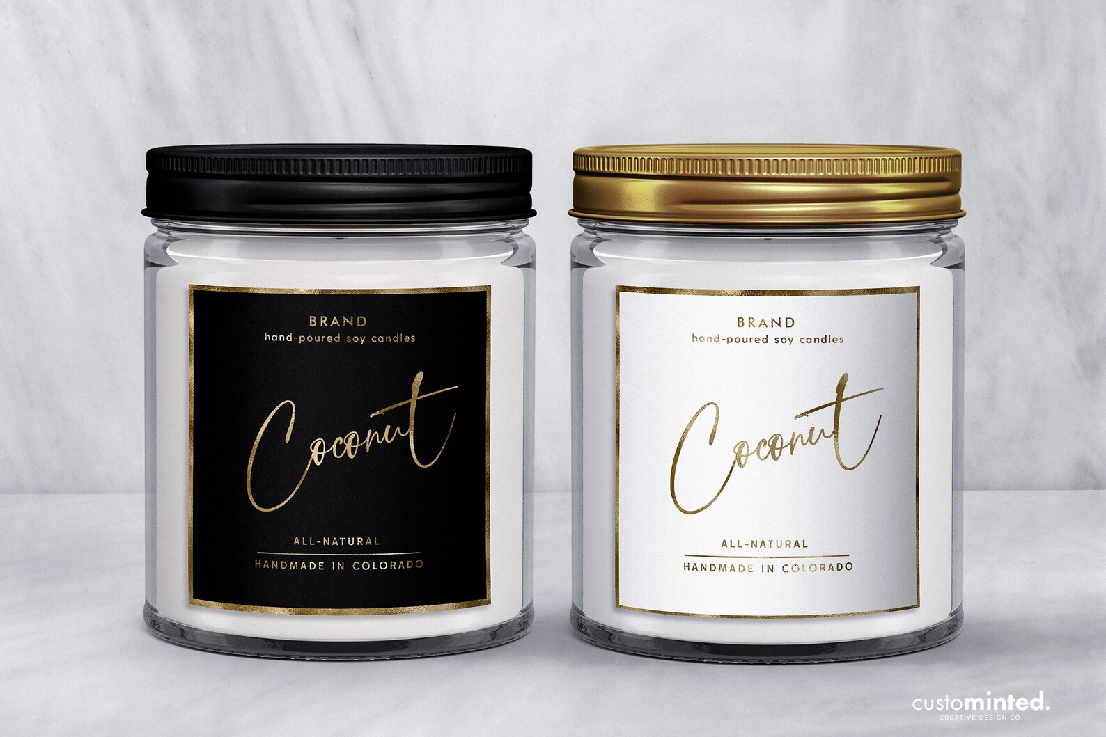 Editable Candle Template DIY Candle Label Faux Gold Foil - Etsy