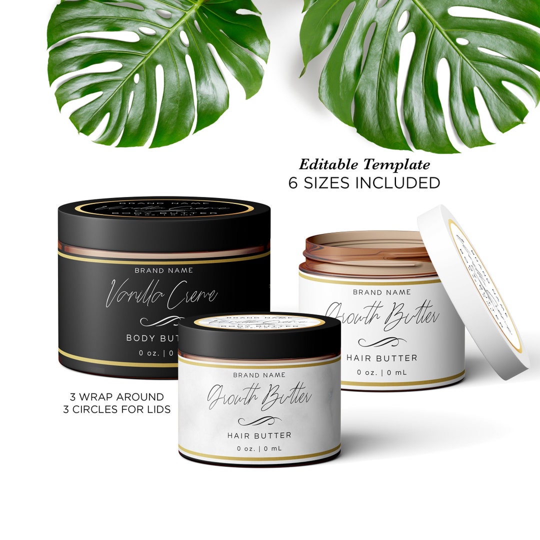 Body Product Label, DIY Wrap Around Jar Label, Editable Body Butter ...