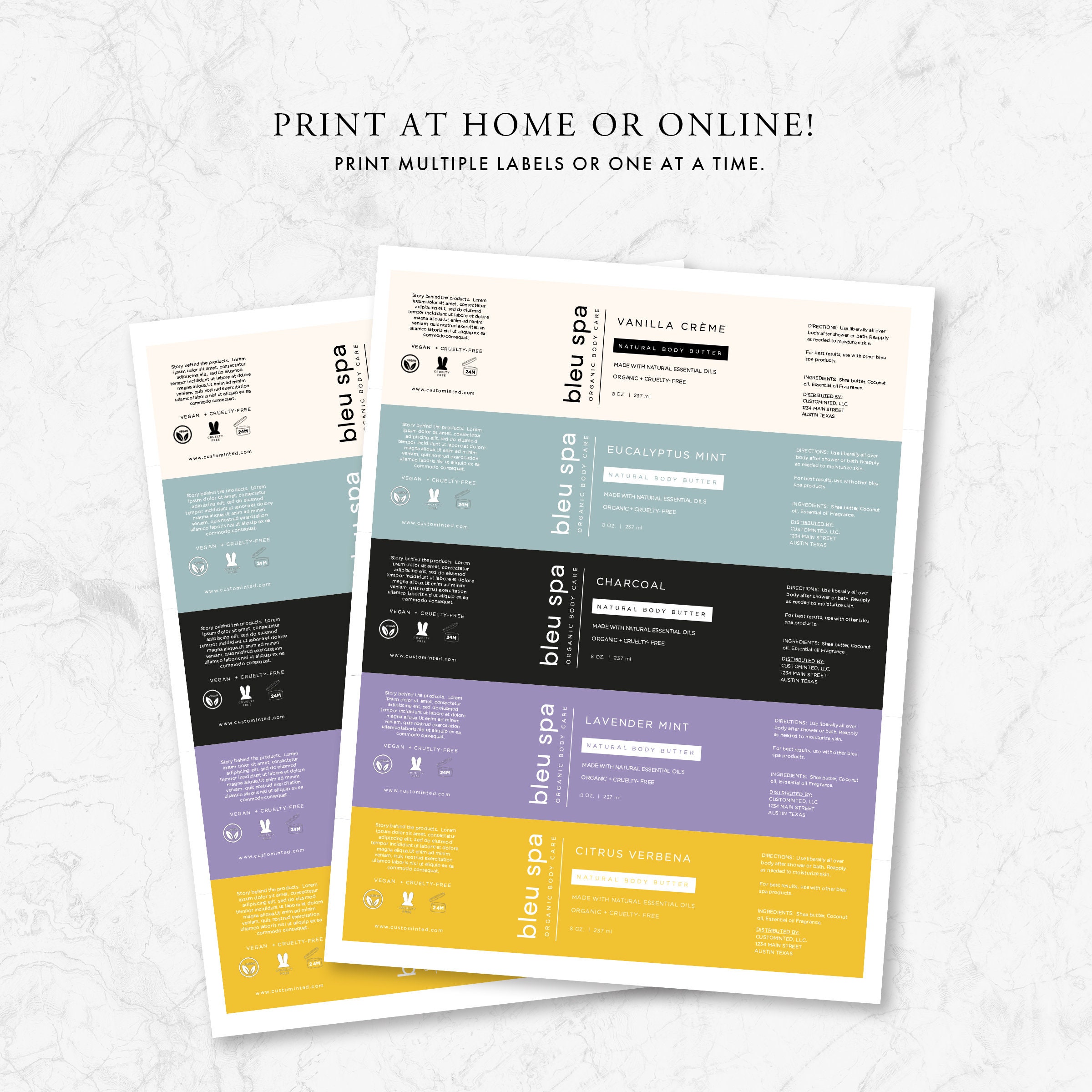 Body Product Wrap Around DIY Label Template With Templett - Etsy