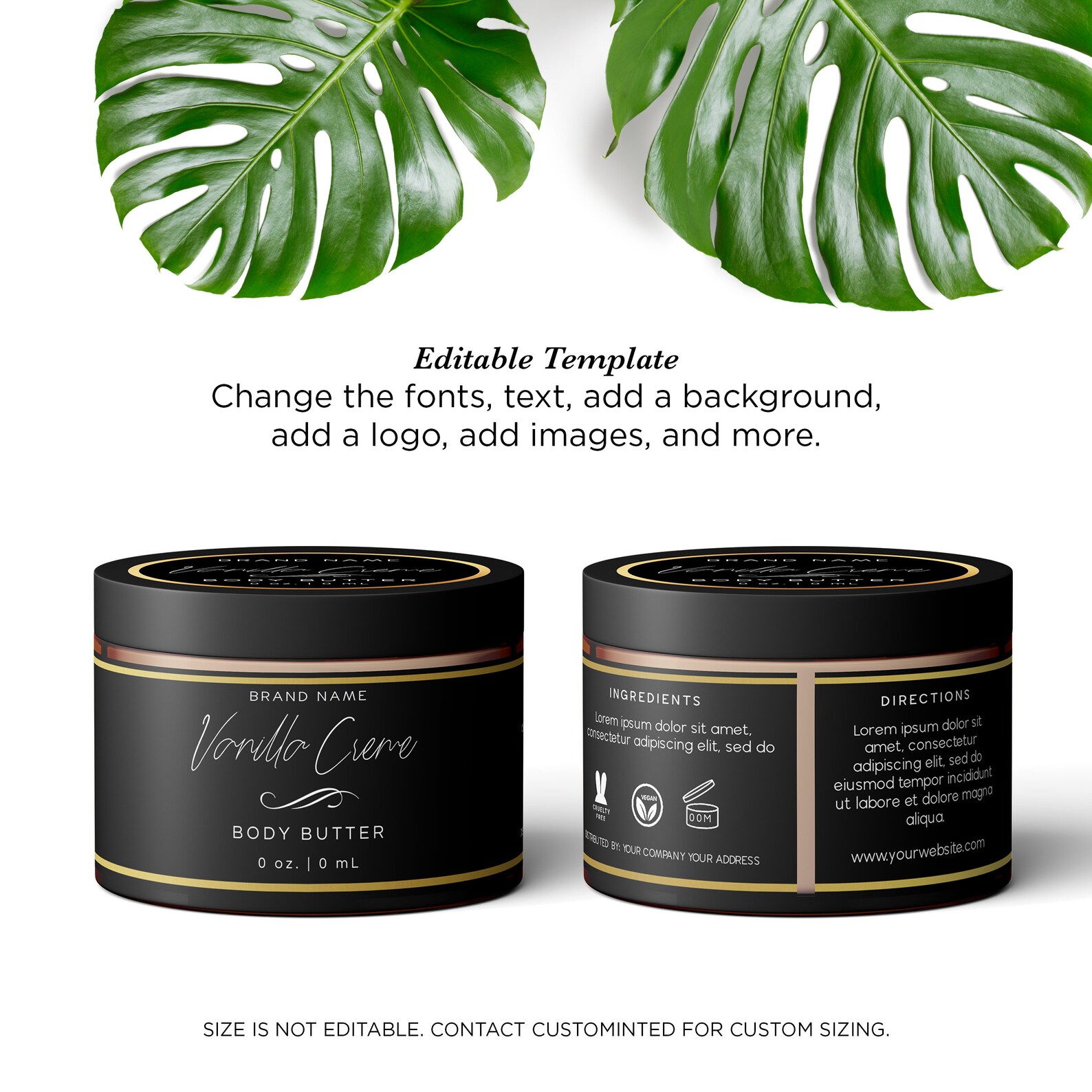 Body Product Label DIY Wrap Around Jar Label Editable Body | Etsy