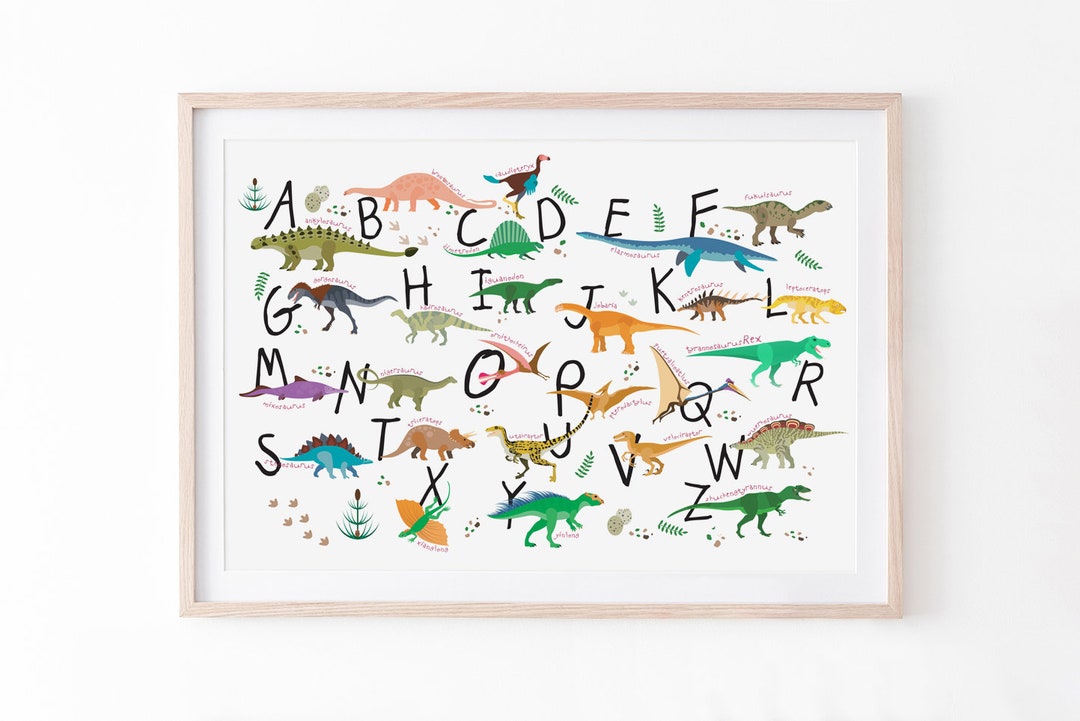 Dinosaur Alphabet Print, Dinosaur Nursery Wall Art, Kids Bedroom Decor ...