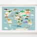 Educational Dinosaur Map | Dinosaur Kids World Map Print | Dinosaur ...