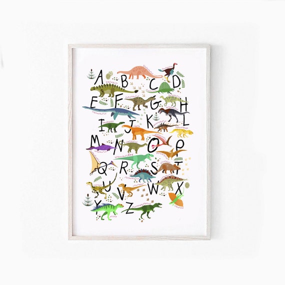 Dinosaur Alphabet Print A to Z Dinosaur Nursery Print | Etsy