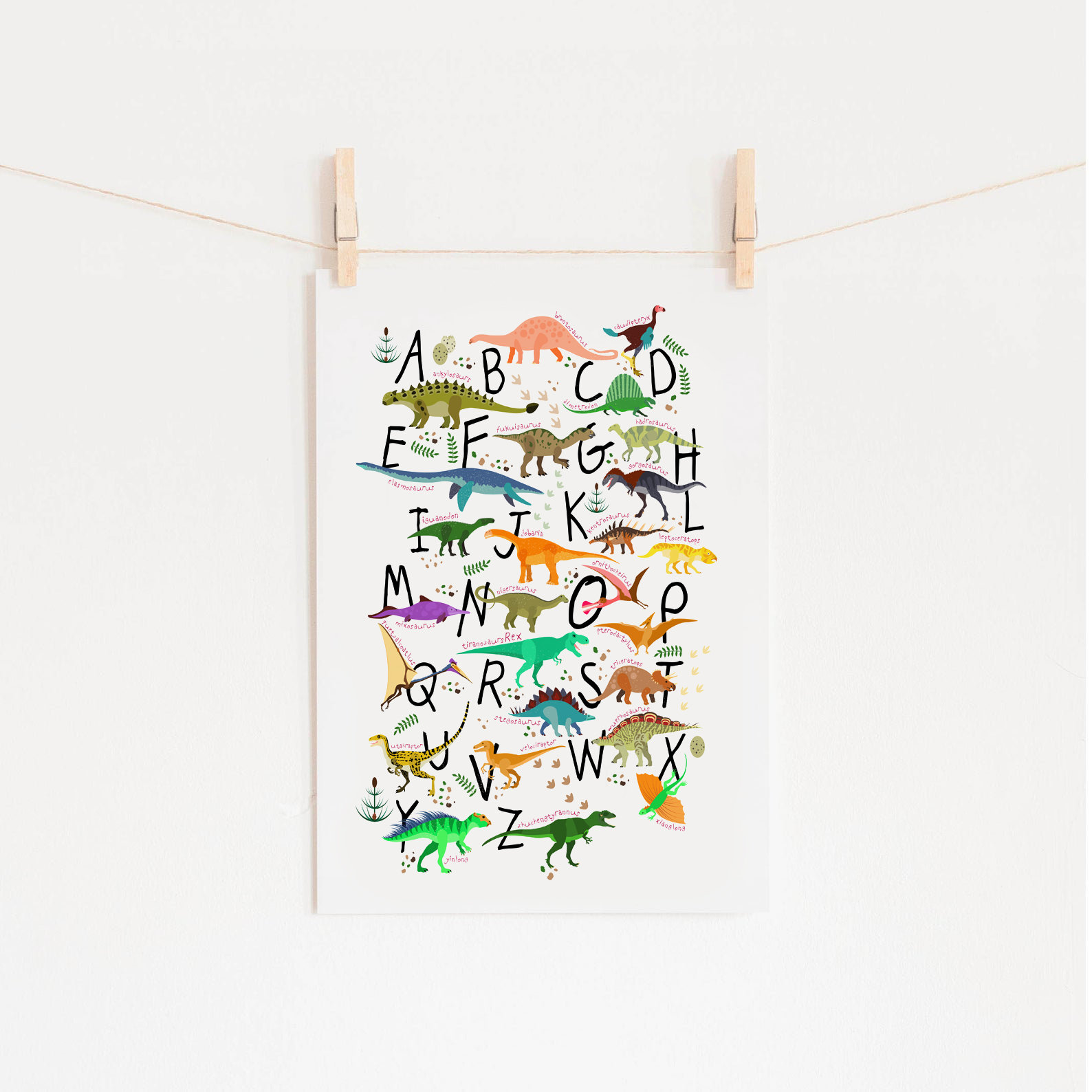 Dinosaur Alphabet Print A to Z Dinosaur Nursery Print - Etsy