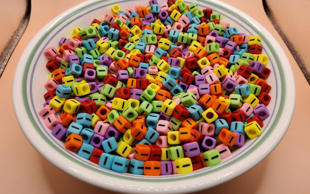 25 - 100 Colored Alphabet Spacer Candy Kawaii Jewelry Beads Size 6mm ...