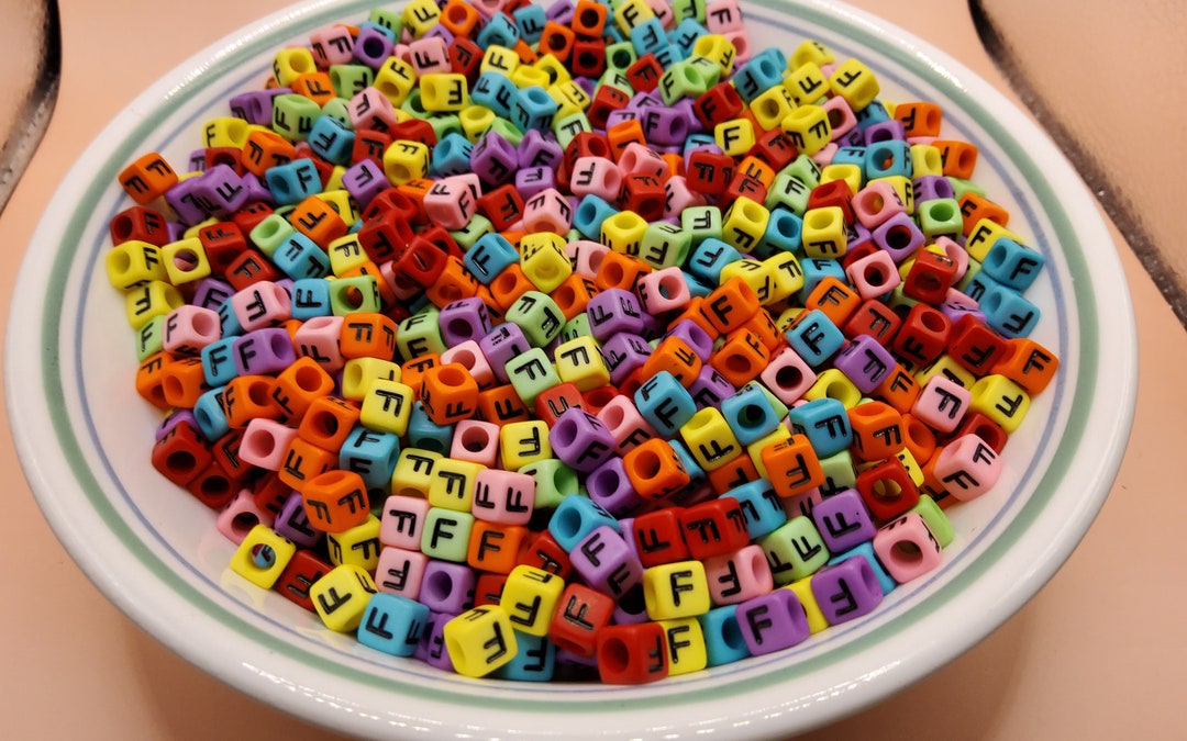 25 - 100 Colored Alphabet Spacer Candy Kawaii Jewelry Beads Size 6mm ...