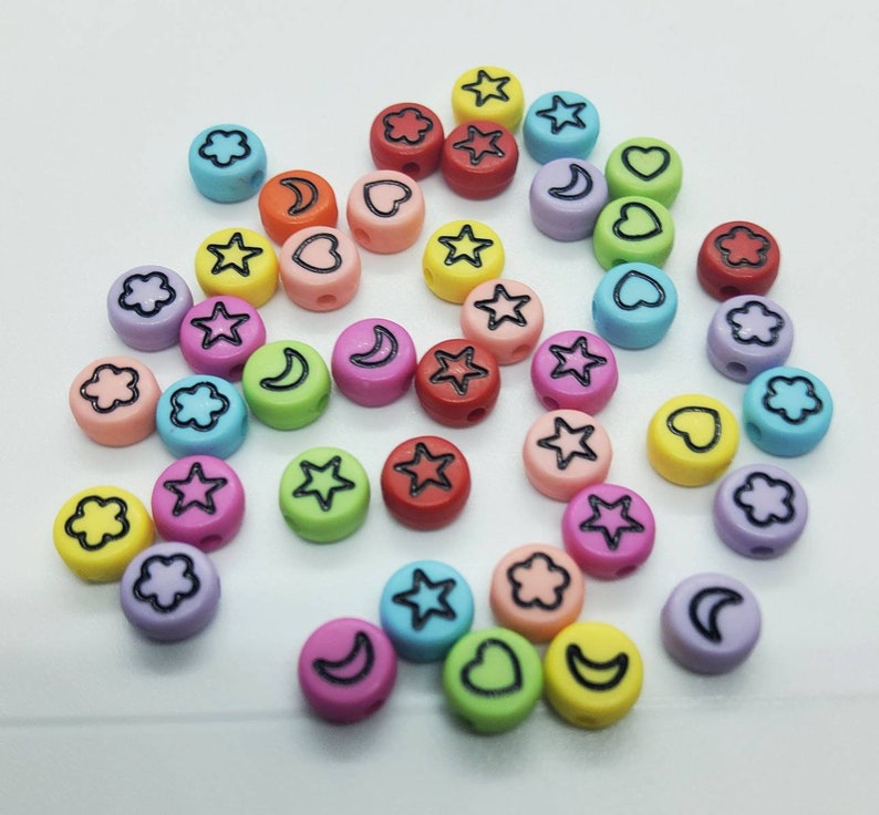 New 50 Small Resin Acrylic Plastic Round Coin Moon Stars - Etsy