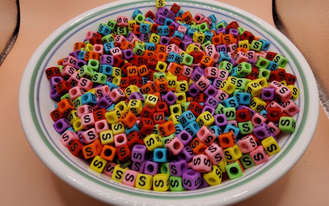 25 - 100 Colored Alphabet Spacer Candy Kawaii Jewelry Beads Size 6mm ...