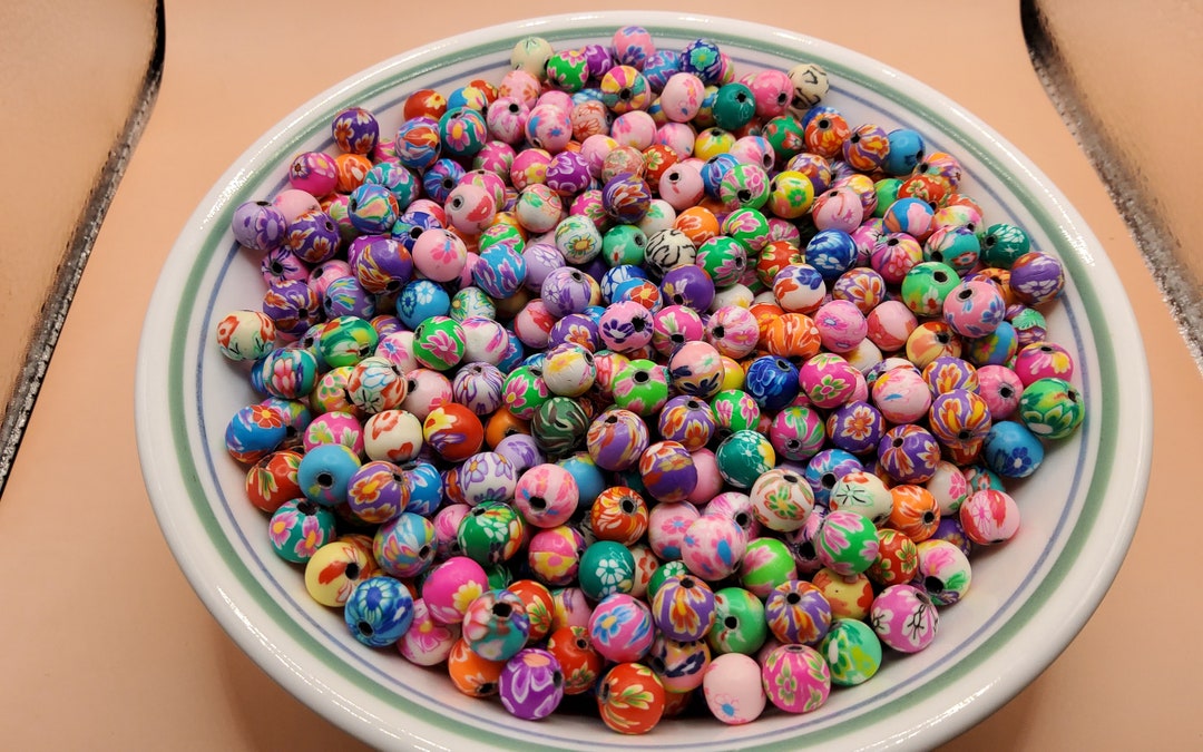 25-250 Polymer Clay Fimo Round Beads Kawaii Jewelry Bracelet Assorted ...