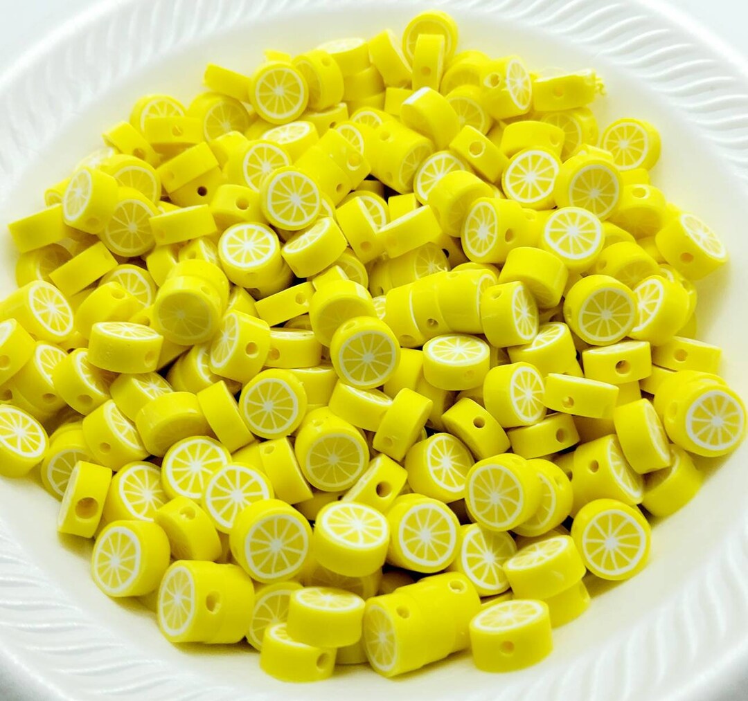 25 10mm Lemon Fruit Polymer Clay Fimo Beads - Etsy