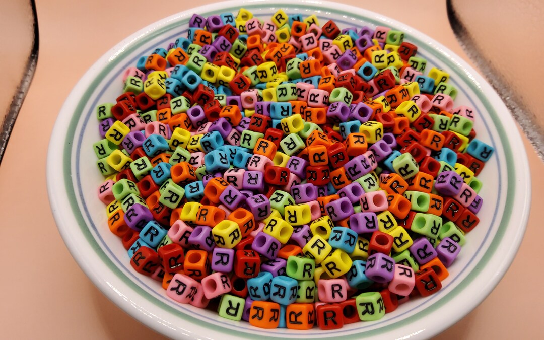 25 - 100 Colored Alphabet Spacer Candy Kawaii Jewelry Beads Size 6mm ...