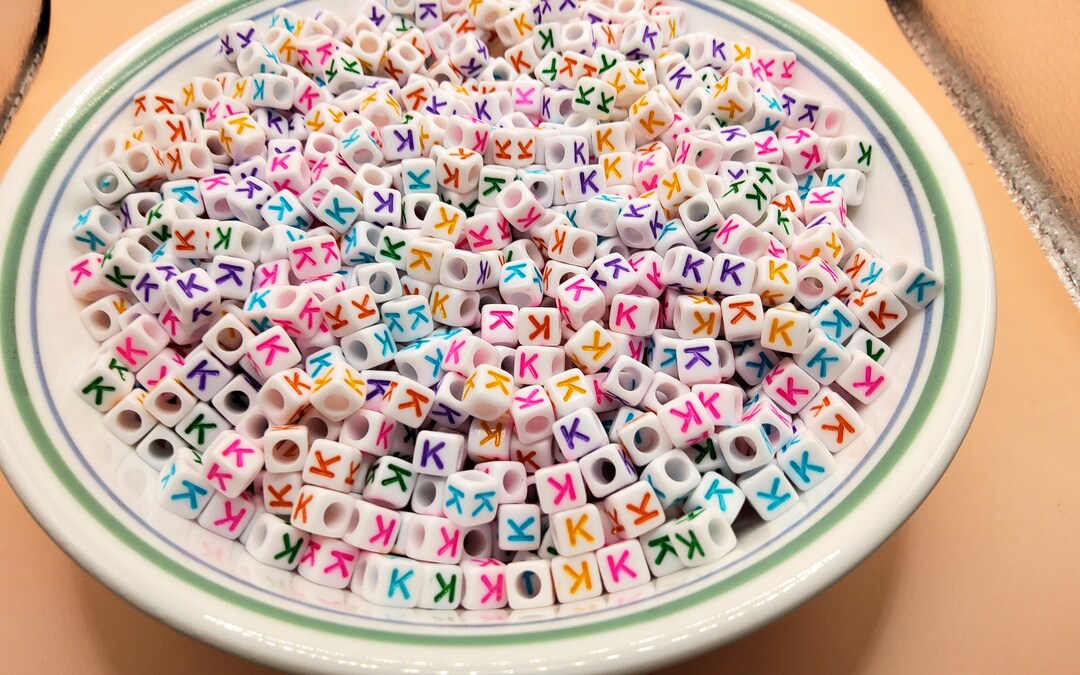 25 - 100 Colored Alphabet Spacer Candy Kawaii Jewelry Beads Size 7mm ...
