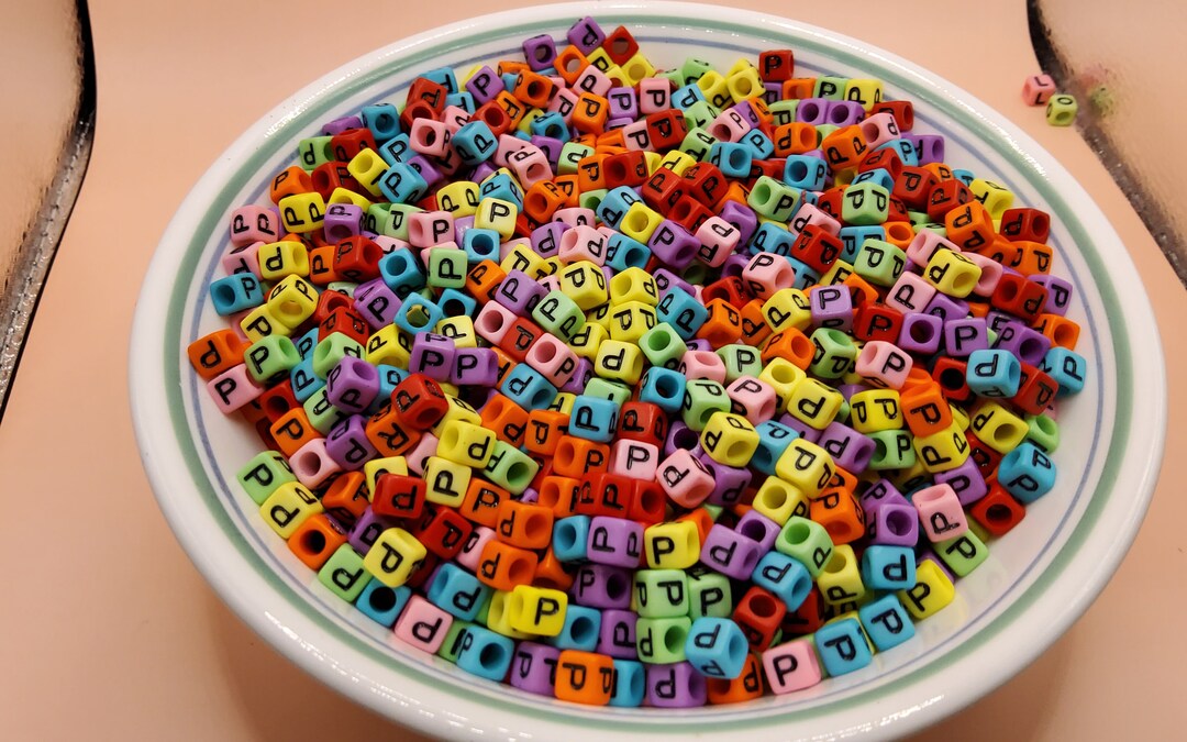 25 - 100 Colored Alphabet Spacer Candy Kawaii Jewelry Beads Size 6mm ...