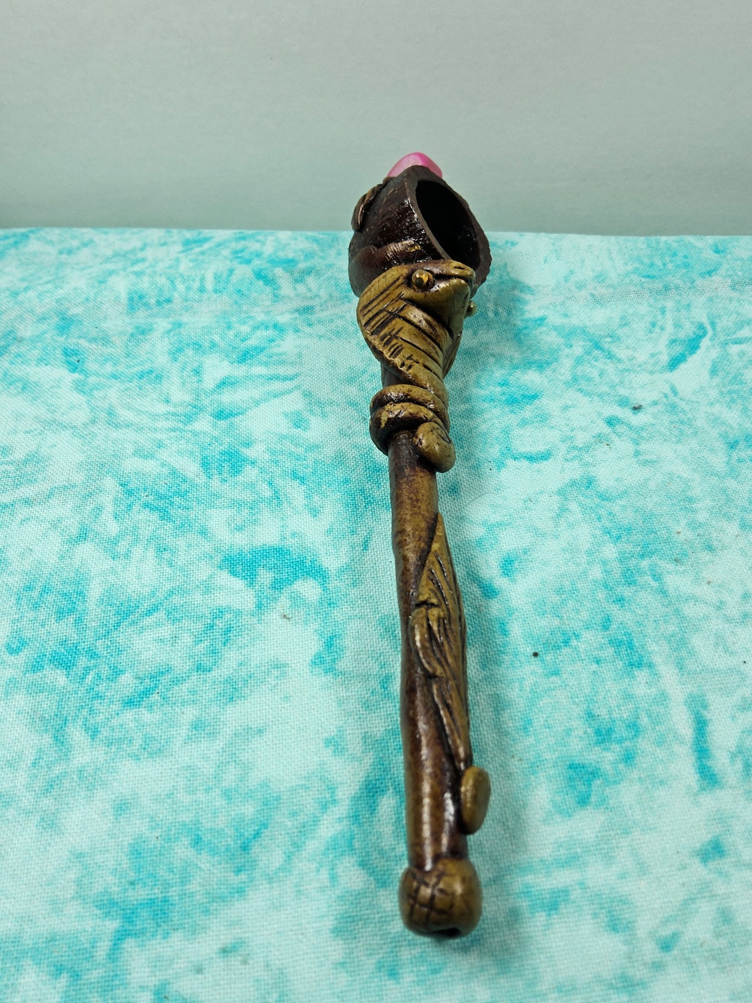 New Hand Painted Decorative Peruvian Animal Snake Pipe With Stone - Etsy