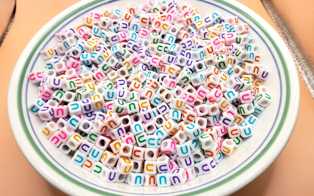 25 - 100 Colored Alphabet Spacer Candy Kawaii Jewelry Beads Size 7mm ...