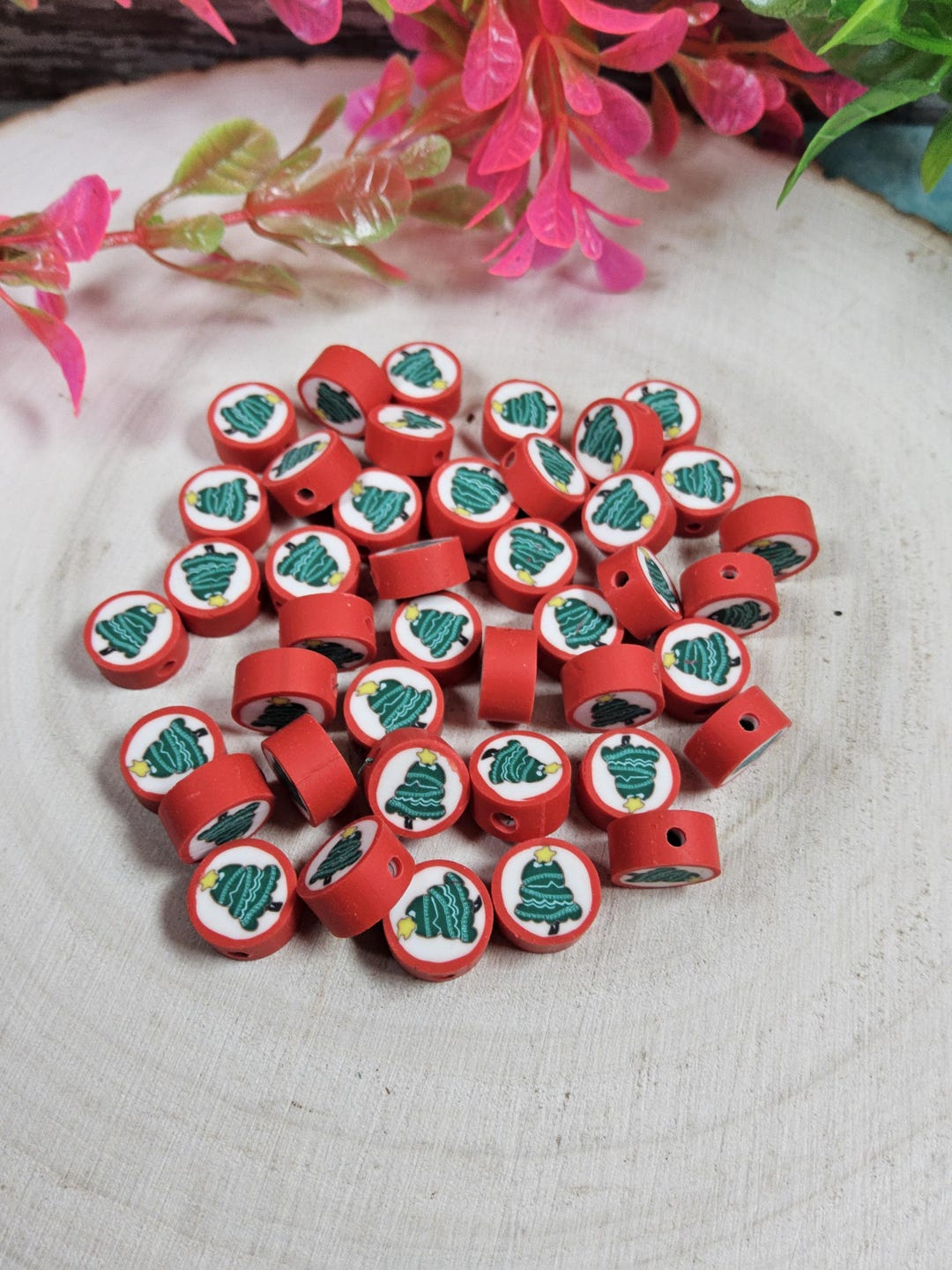 New 25 Christmas Santa Claus Reindeer Wreath Jingle Bells Polymer Clay ...