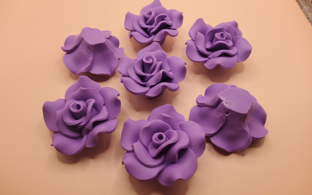 New 5 Polymer Clay Fimo Flowers Roses Beads 40mm - Etsy