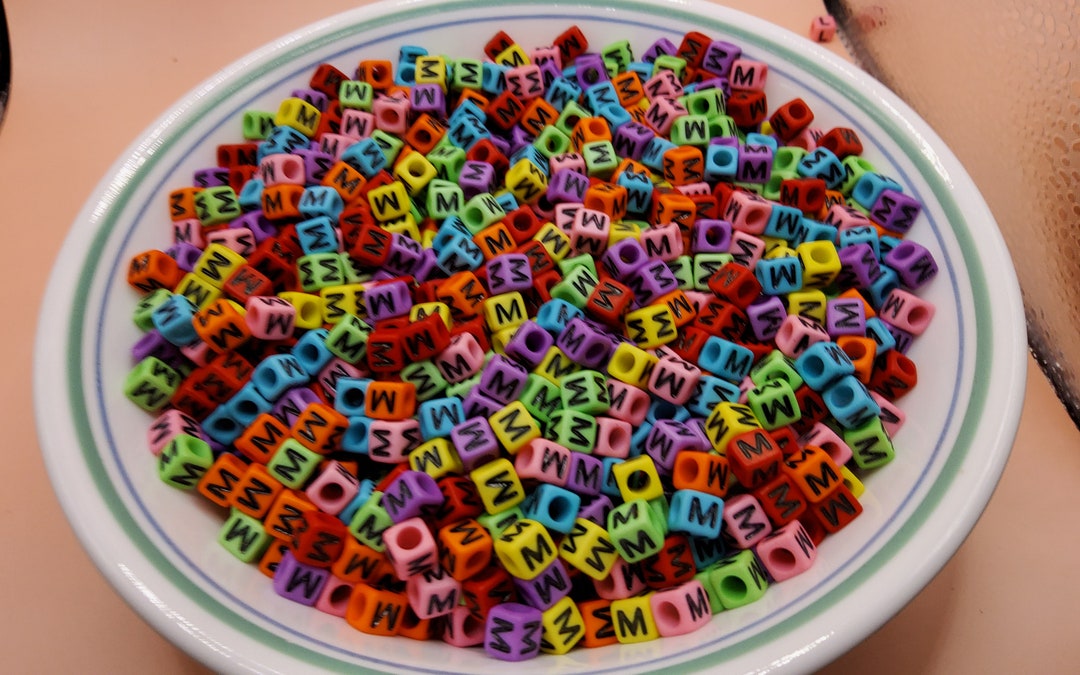 25 - 100 Colored Alphabet Spacer Candy Kawaii Jewelry Beads Size 6mm ...