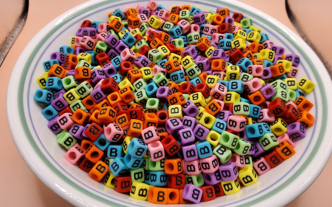 25 - 100 Colored Alphabet Spacer Candy Kawaii Jewelry Beads Size 6mm ...